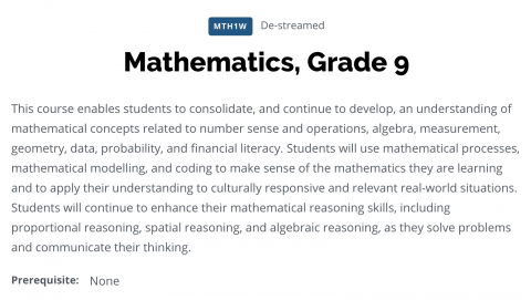 MTH1W Grade 9 De-streamed Mathematics Resources & Teacher Supports