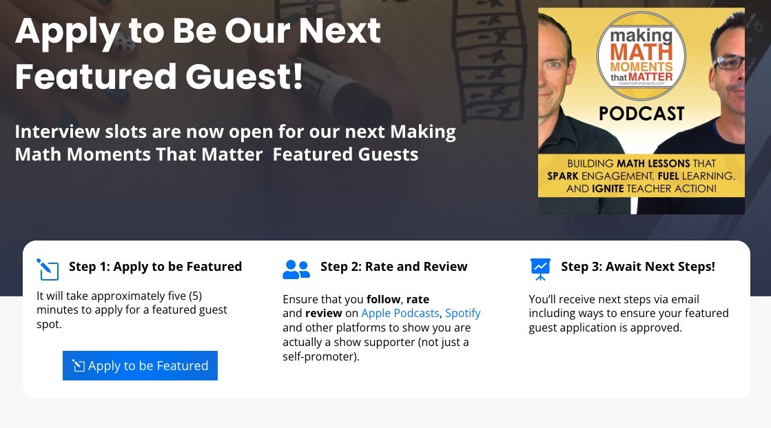 Podcast Guest Interview Application | Get Featured On The Top Math Podcast